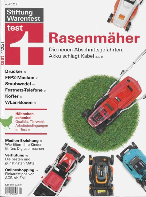 STIFTUNG WARENTEST TEST Heft April 04 2021 04/2021 Ausgabe gelesen gut ...
