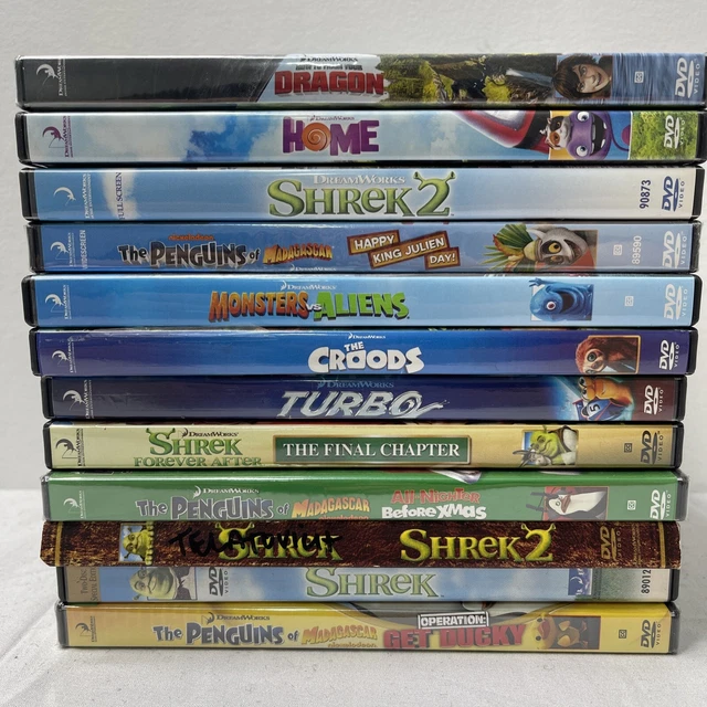 LOT OF 12 Dreamworks DVD Kids Movies Shrek Madagascar Home Croods Turbo ...