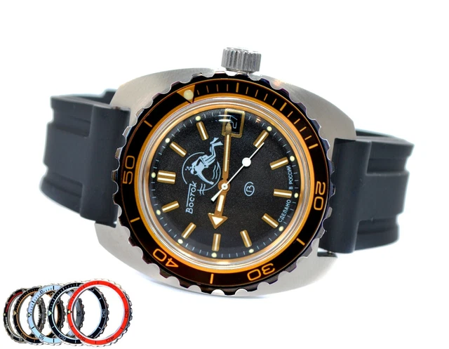 VOSTOK AMPHIBIA DIVER 170805 Automatic Upgraded Custom S Steel Bezel ...