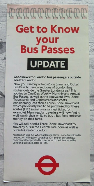 LONDON TRANSPORT BUSES Get To Know Your Bus Passes Update Leaflet 1986 ...