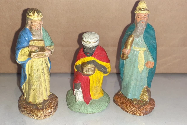 ANCIEN SANTONS DEVINEAU. 3 rois mages melchior-balthazar-gaspard taille ...