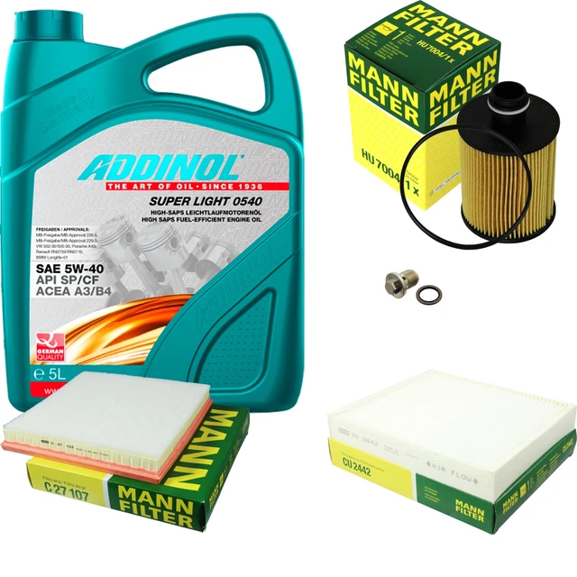 MANN INSPECCIÓN SET 5L Mezcla Addinol 0540 Super Light 5W-40 para Opel ...