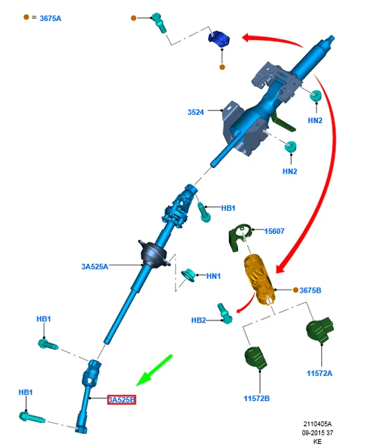 FORD RANGER T6 MK1 Steering Column Lower Shaft RHD 2004971 NEW GENUINE ...
