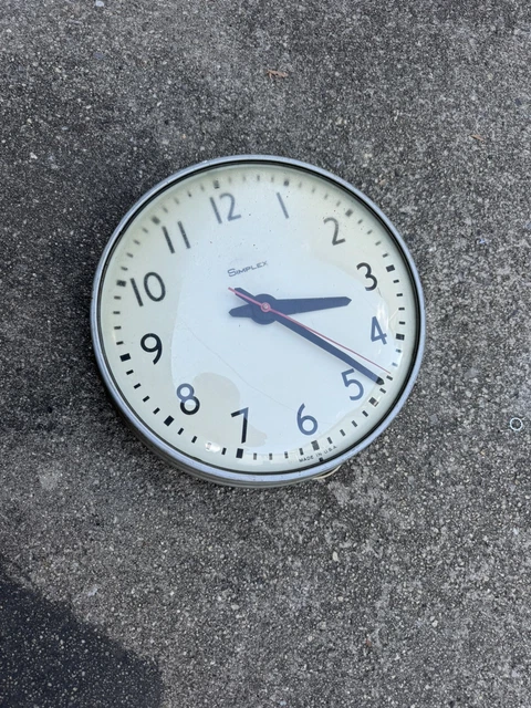 SIMPLEX CLOCK SCHOOL Room 507-041 Dome 12hr Wall 13in Hanging Metal ...