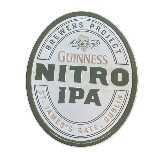 GUINNESS NITRO IPA Beer Sign Metal Tin Harp Dublin Ireland St James ...