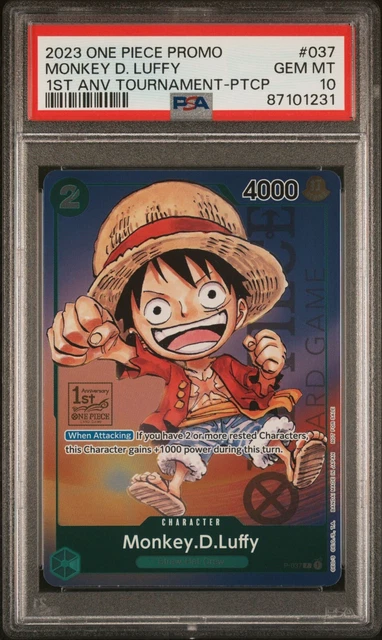 ONE PIECEMONKEY D. Luffy P-037 1st Anniversary Tournament Promo PSA 10 ...