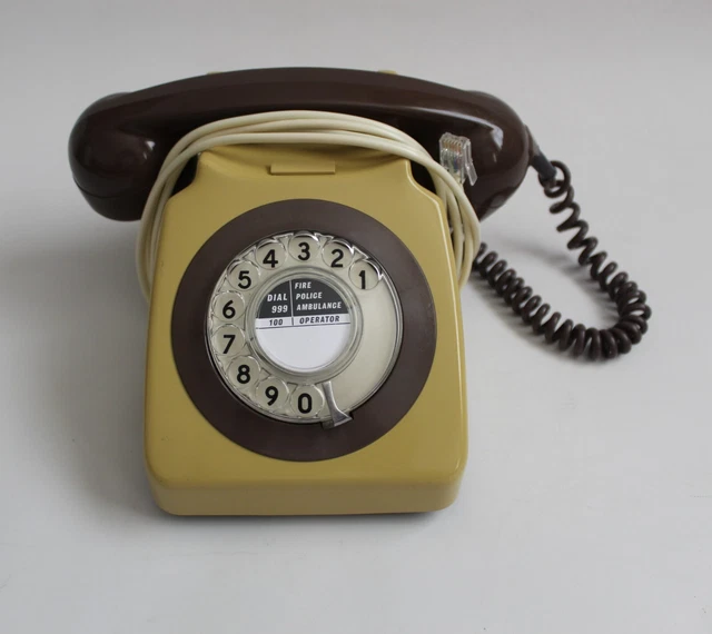 RETRO ROTARY DIAL 746 Model Telephone Topaz Yellow And Brown With BT ...