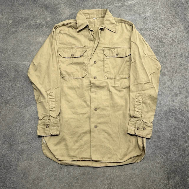 WW2 US ARMY Enlisted Uniform M-1937 Mustard Brown Field Shirt Gas Flap ...
