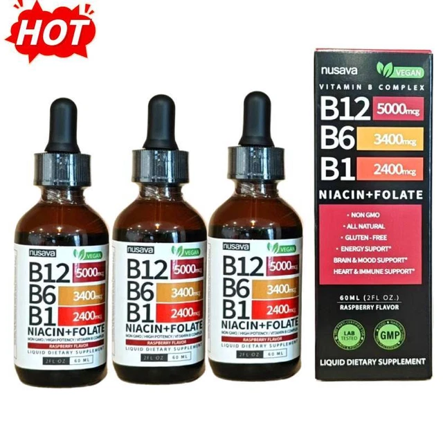 3PACK VITAMIN B12 Liquid Drops, Vitamin B Complex, Vegan B12 Sublingual ...