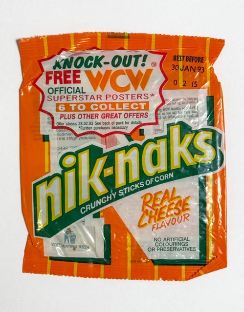 VINTAGE CRISP PACKET Golden Wonder Nik Naks Wrestling Offer 1993 Real ...