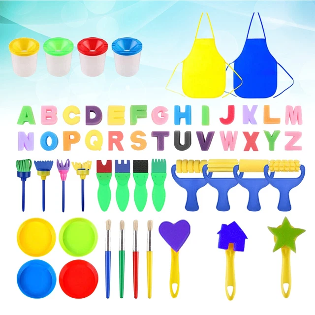 55 PCS PAINTING Sponge Brush Foam Markers for Kids Child Set £25.75 ...