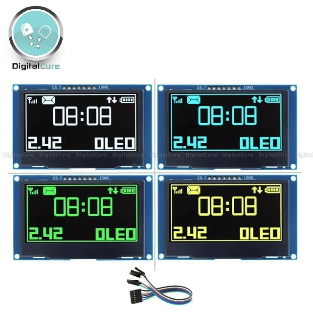 LARGE OLED DISPLAY 2.42" SPI I2C LCD 128x64 Graphics SSD1309 Tested ...