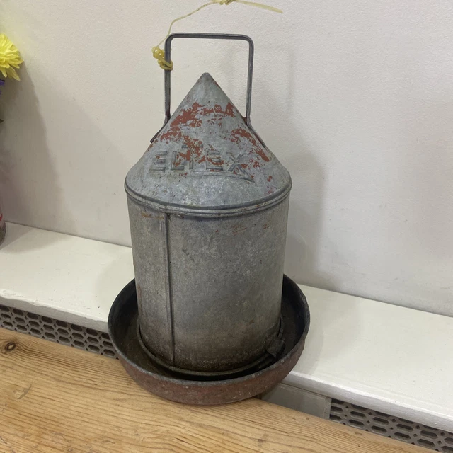 VINTAGE ELTEX CHICKEN Duck Animal Water Galvanised 13.5” Tall Metal Pot ...