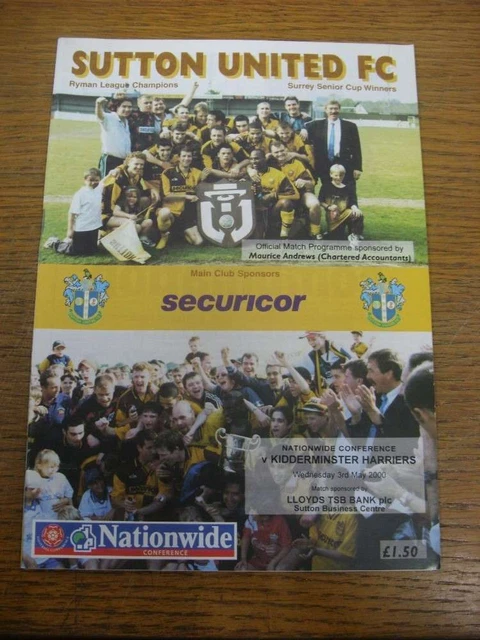 03/05/2000 SUTTON UNITED v Kidderminster Harriers [Dernière saison non ...