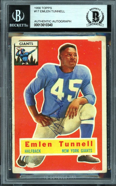 CARTE EMLEN TUNNELL dédicacée 1956 Topps #17 New York Giants Beckett ...