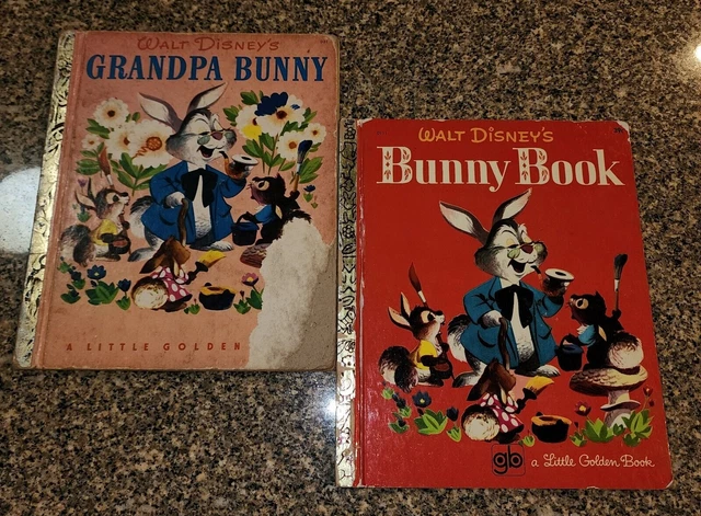 VINTAGE GOLDEN WALT Disney Grandpa Bunny Book LOT 2 Hardcover Children ...