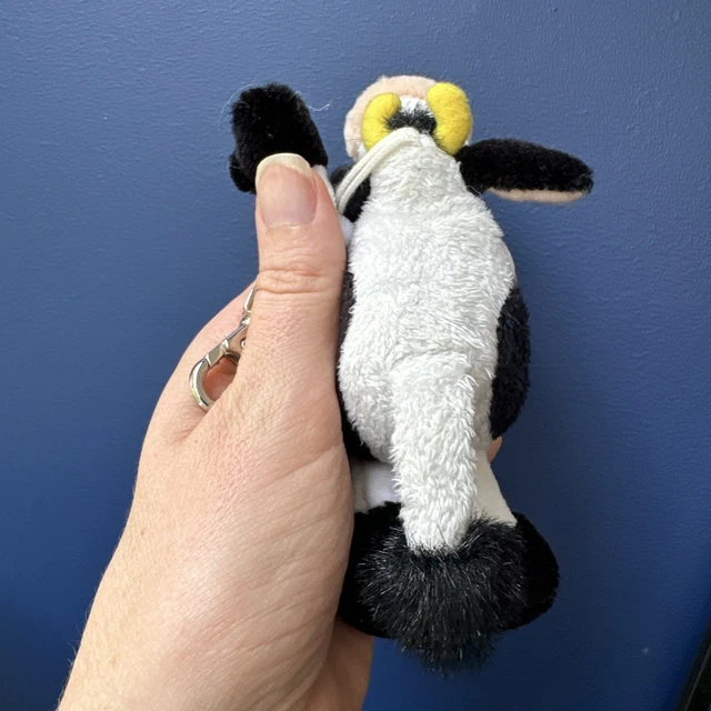 NICI GERMANY VINTAGE COW FLOPPY BEANIE DANGLY SOFT TOY KEYRING 6” long ...