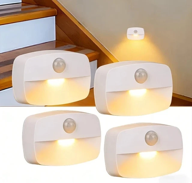 MOTION SENSOR LIGHT Indoor LED Night Light Stick on Nightlight Battery ...