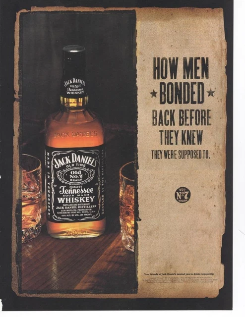 JACK DANIELS WHISKEY Print Ad "How Men Bonded Back Before They Were ...