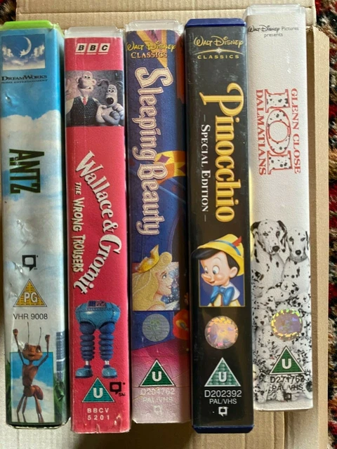 5 NASTRI VHS pal Bambini Wallace e Gromit, FORMICHE, 101 Dalmati ...