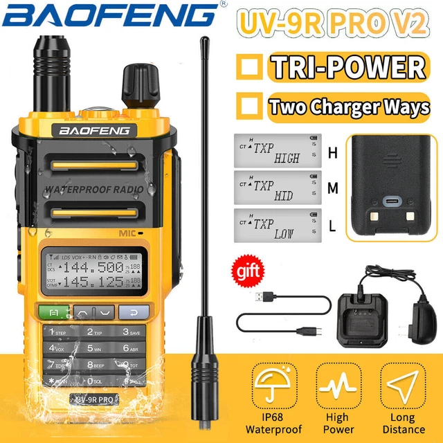 BAOFENG UV-9R PRO V2 Walkie Talkie Long Range V/UHF Ham Two Way Radio ...