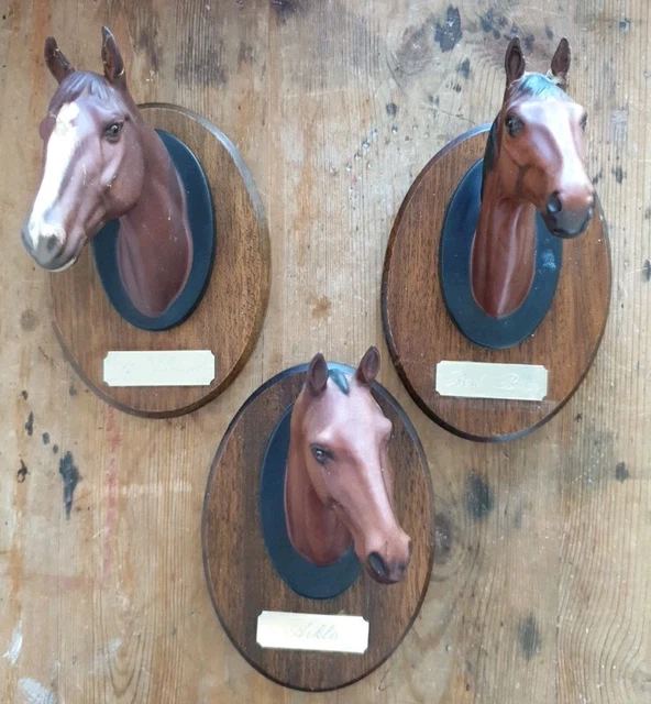 BESWICK RACE HORSE Heads 3 Vintage Beswick Mounted Race Horse Head ...