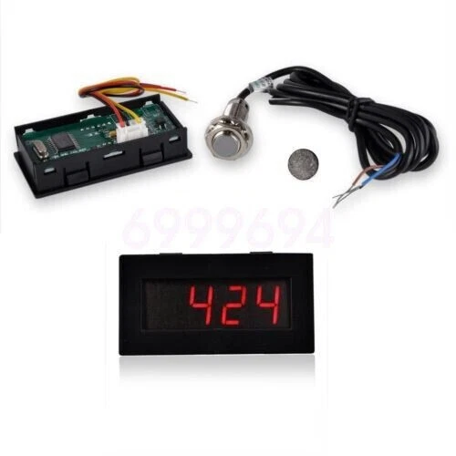 NEW TACHOMETER RPM Speed Meter 4 Digital Red LED + Hall Proximity ...