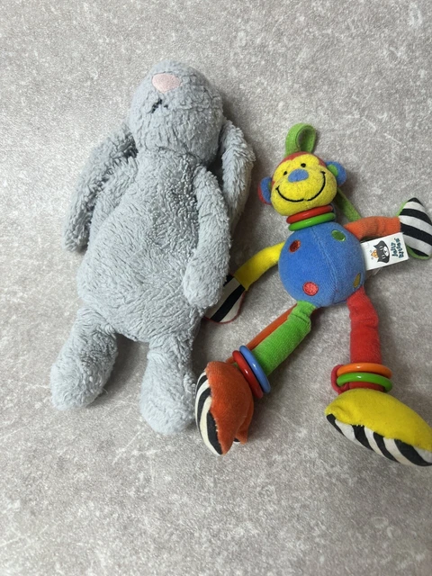 JELLYCAT TINY BASHFUL And Jelly Kitten Hoppy Loopy Monkey Pram Soft ...