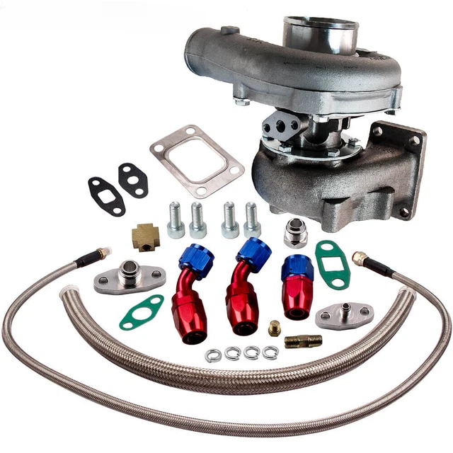 T04E T3/T4 A/R.57 73 Trim 400+Hp Stage Iii Turbo Charger+Oil Feed+Drain ...