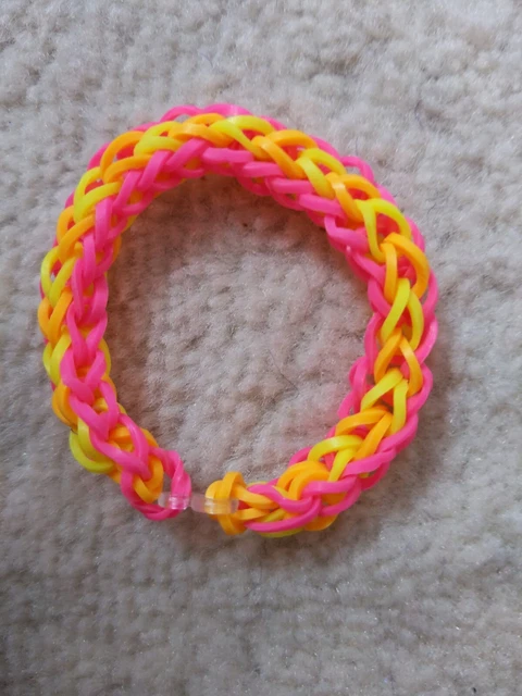 YELLOW , ORANGE And Pink Handmade Loom Band Bracelet £2.00 - PicClick UK