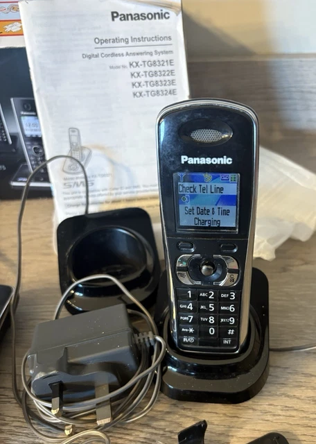 PANASONIC KX-TG8563E DIGITAL Cordless Phone System 3 Handsets Answering ...
