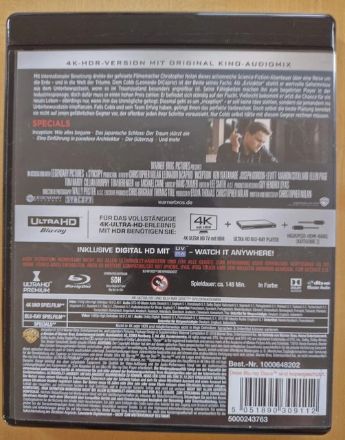 INCEPTION, 4K ULTRA HD und Bluray EUR 13,90 - PicClick DE