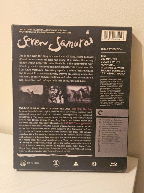 SEVEN SAMURAI (CRITERION Collection) (Blu-ray, 1954) $32.00 - PicClick CA