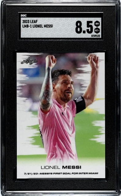 LIONEL MESSI INTER Miami MLS Rookie Card Leaf 1st Goal #LMB-01 SGC 8.5 ...