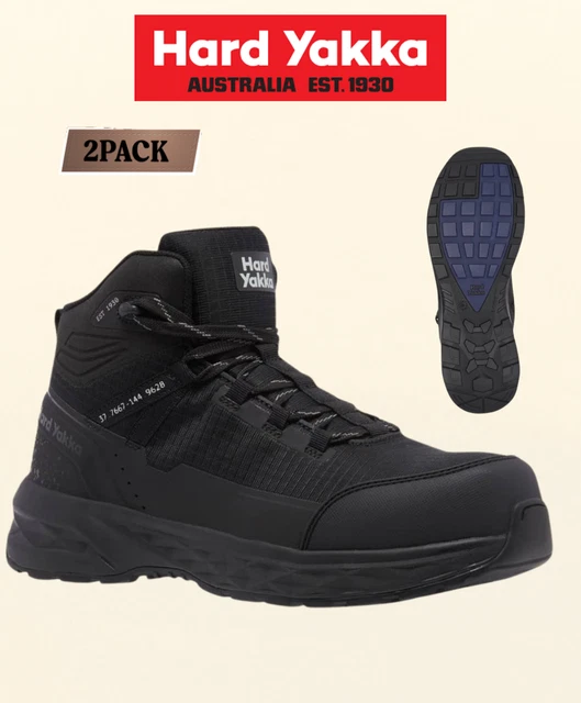 2X HARD YAKKA Mens X Range Mid Safety Boots Composite Toe Black Y60363 ...