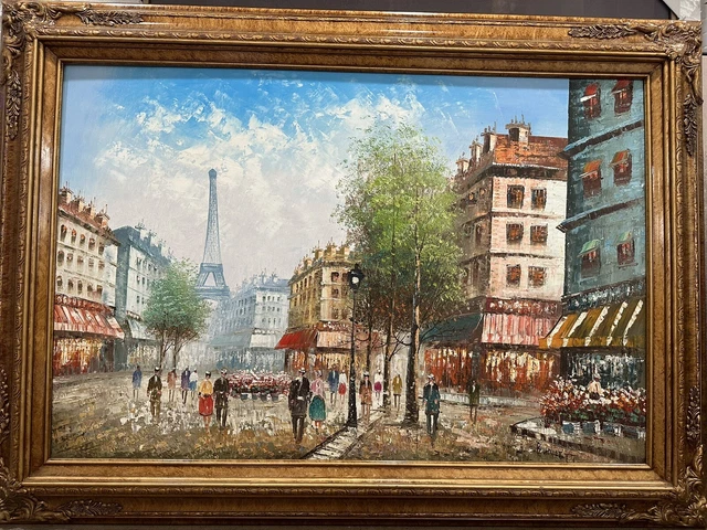 CAROLINE BURNETT PARIS Eiffel Tower Street Scene Original Oil On Canvas ...