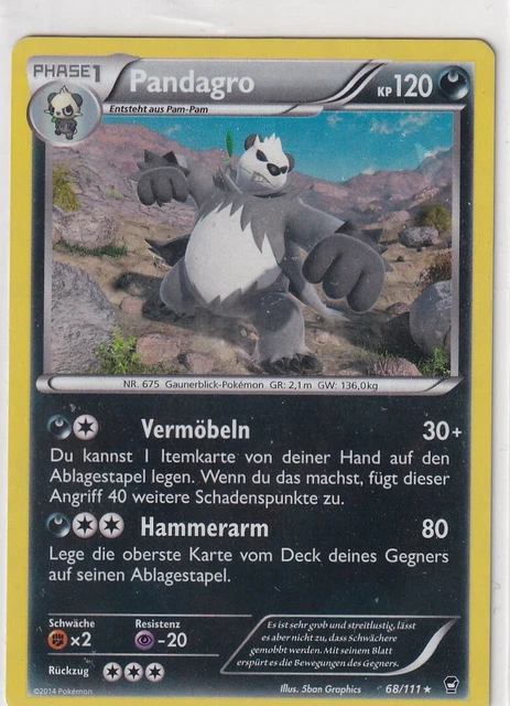 POKEMON CARTE XY Fliegende Poings Numéro 68/111 Pandagro Cracked Holo ...