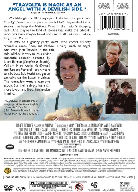 MICHAEL (DVD) JOHN Travolta Andie MacDowell William Hurt Jean Stapleton ...