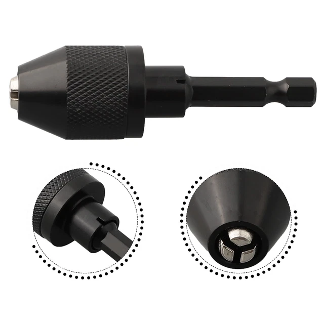 DRILL CHUCK KEYLESS Hex Shank Quick Change Tightens Workholding 1/4 ...