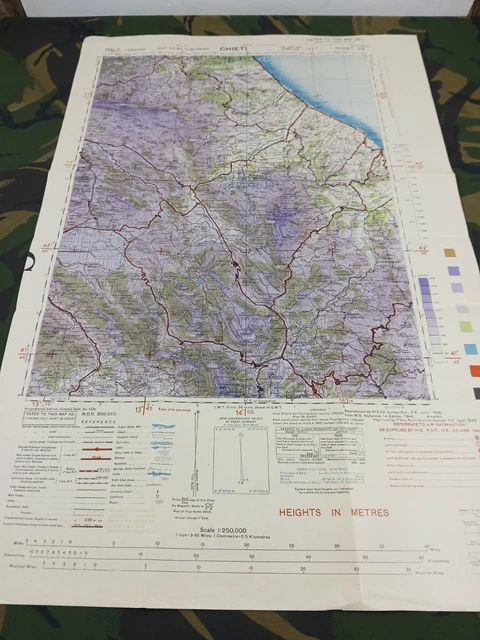 ORIGINAL WW2 RAF / ARMY map of ITALY entitled "CHIETI" ("NOT TO BE ...