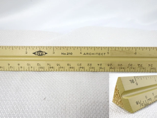 VTG ALVIN NO 210 Pearwood Architect Scale Drafting Ruler Triangle Ruler ...