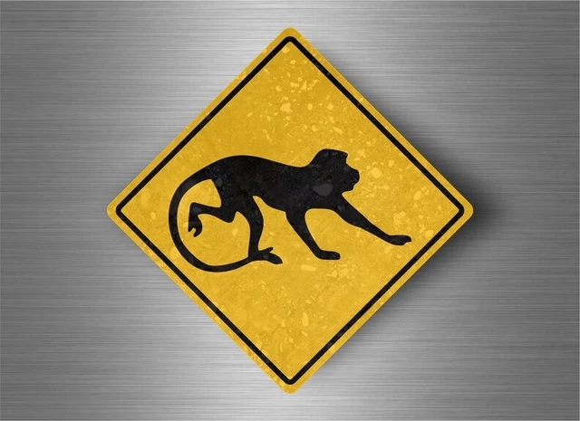 STICKER DECAL WARNING car fridge road sign warning monkey $7.40 ...