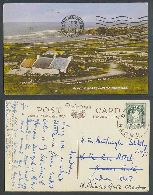 IRELAND CO. DONEGAL 2d 1956 Old Postcard Bloody Foreland Cottages Roads ...