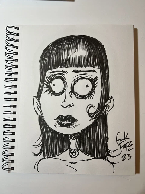 SEXY WEDNESDAY ADDAMS Addams Family Horror Original Art Drawing By ...