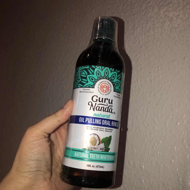 GURU NANDA NATURAL Oil Pulling Oral Rinse Coconut + Mint Natural Teeth ...