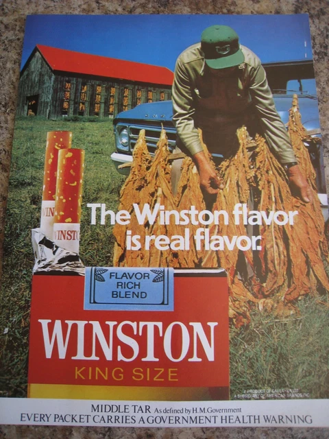 WINSTON FLAVOR TOBACCO CIGARETTES MIDDLE TAR ADVERT A4 SIZE file 16 £1. ...