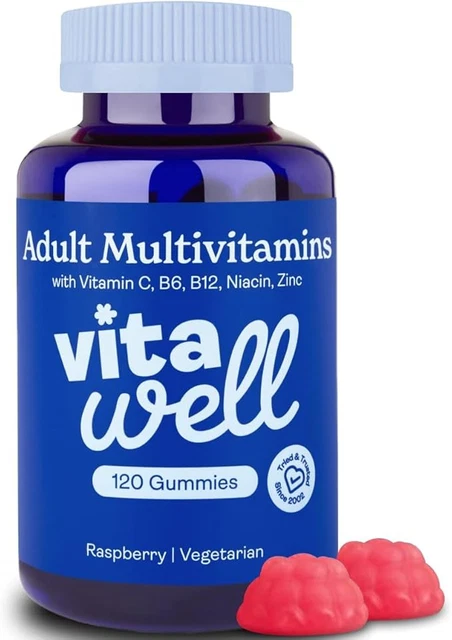 VITAWELL ADULT MULTIVITAMIN Gummies - 120 Raspberry Flavour Gummies (2 ...