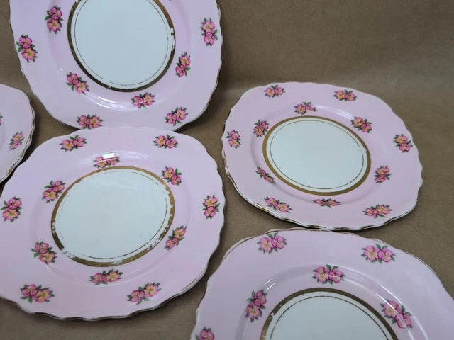 VINTAGE COLCLOUGH 1945 6x Side Plates Pansy Bone China Pink Floral £6. ...