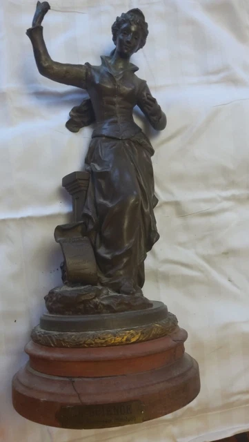 STATUETTE &LA SCIENCE& EPOQUE DEBUT 1900 EN REGULE par "RANCOULET" EUR ...