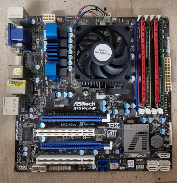 MOTHERBOARD ASROCK A75 Pro4-M CPU A6-3650 8gb ddr3 SSD120GB £109.69 ...